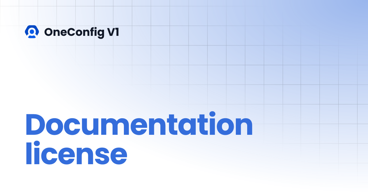 Documentation license | OneConfig V1